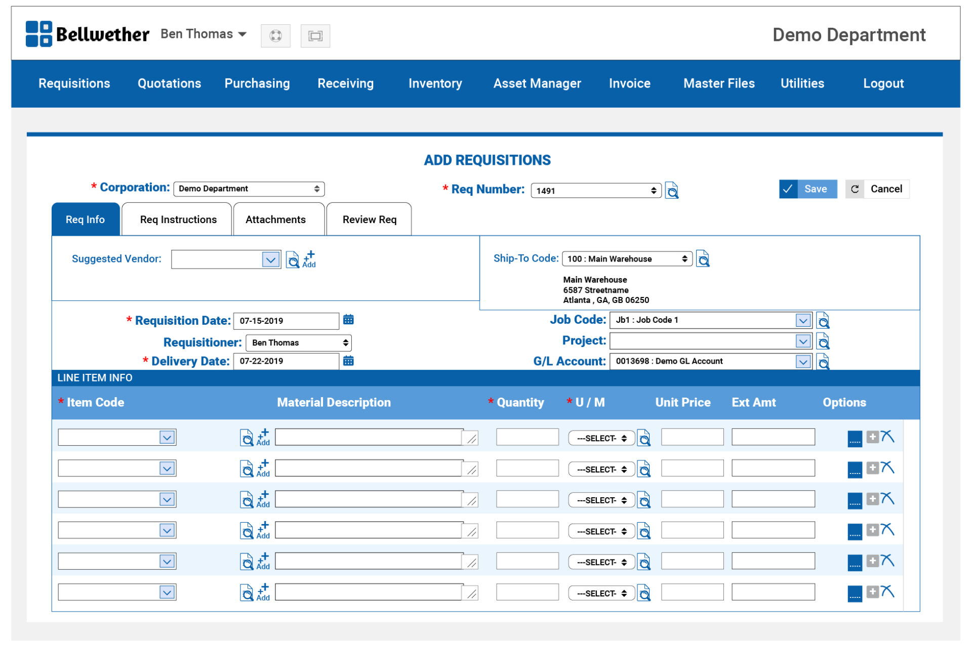 Bellwether EPMX Purchasing Software: Requisition Software Module ...